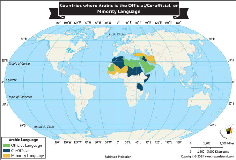 World Map Depicting Nations Where Arabic Is An Official Co official Or World Map Depicting Nations Where Arabic Is An Official Co official Or