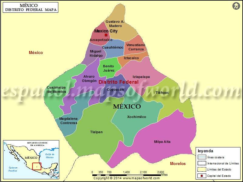 Mapa Del Distrito Federal Distrito Federal Mexico