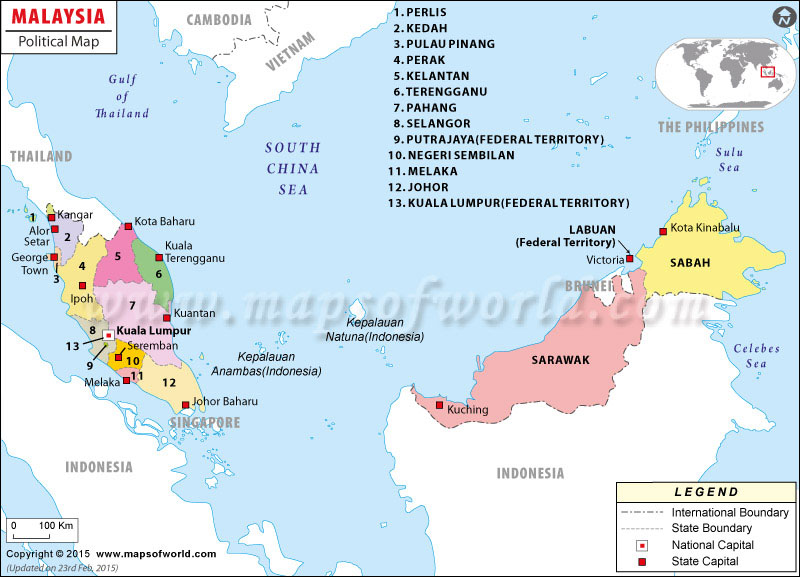 Political Map Of Malaysia Malaysia States Map Political Map Of Malaysia Malaysia States Map