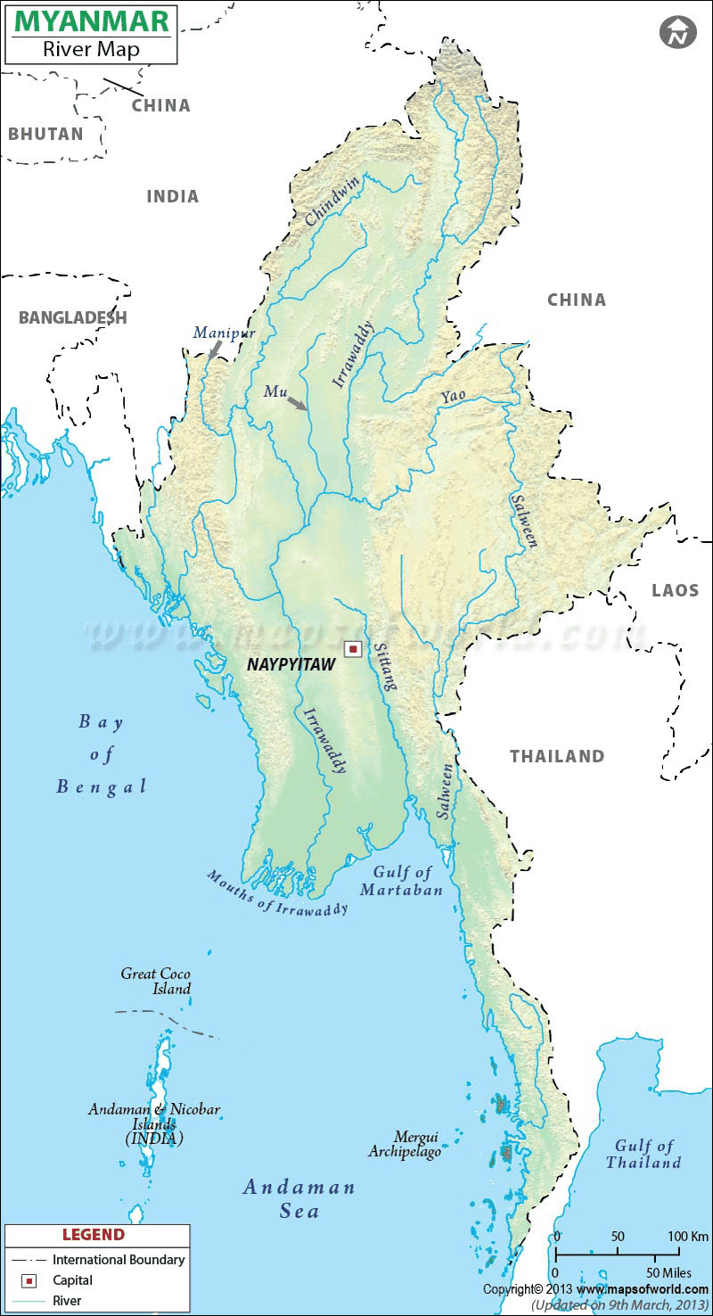 Myanmar River Map Burma Rivers Myanmar River Map Burma Rivers