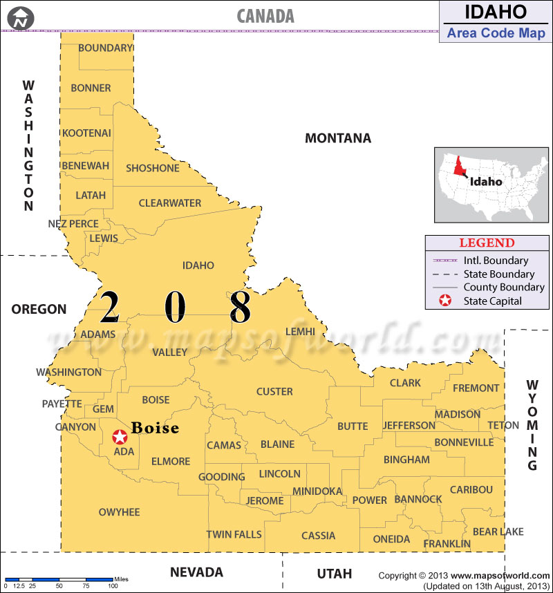 Idaho Area Code Maps Idaho Area Code Maps
