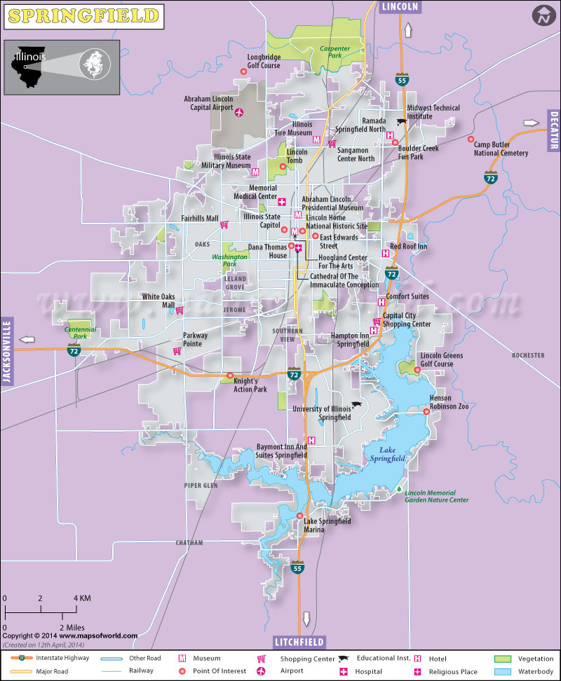 Springfield City Map Illinois MapsofWorld Springfield City Map Illinois MapsofWorld