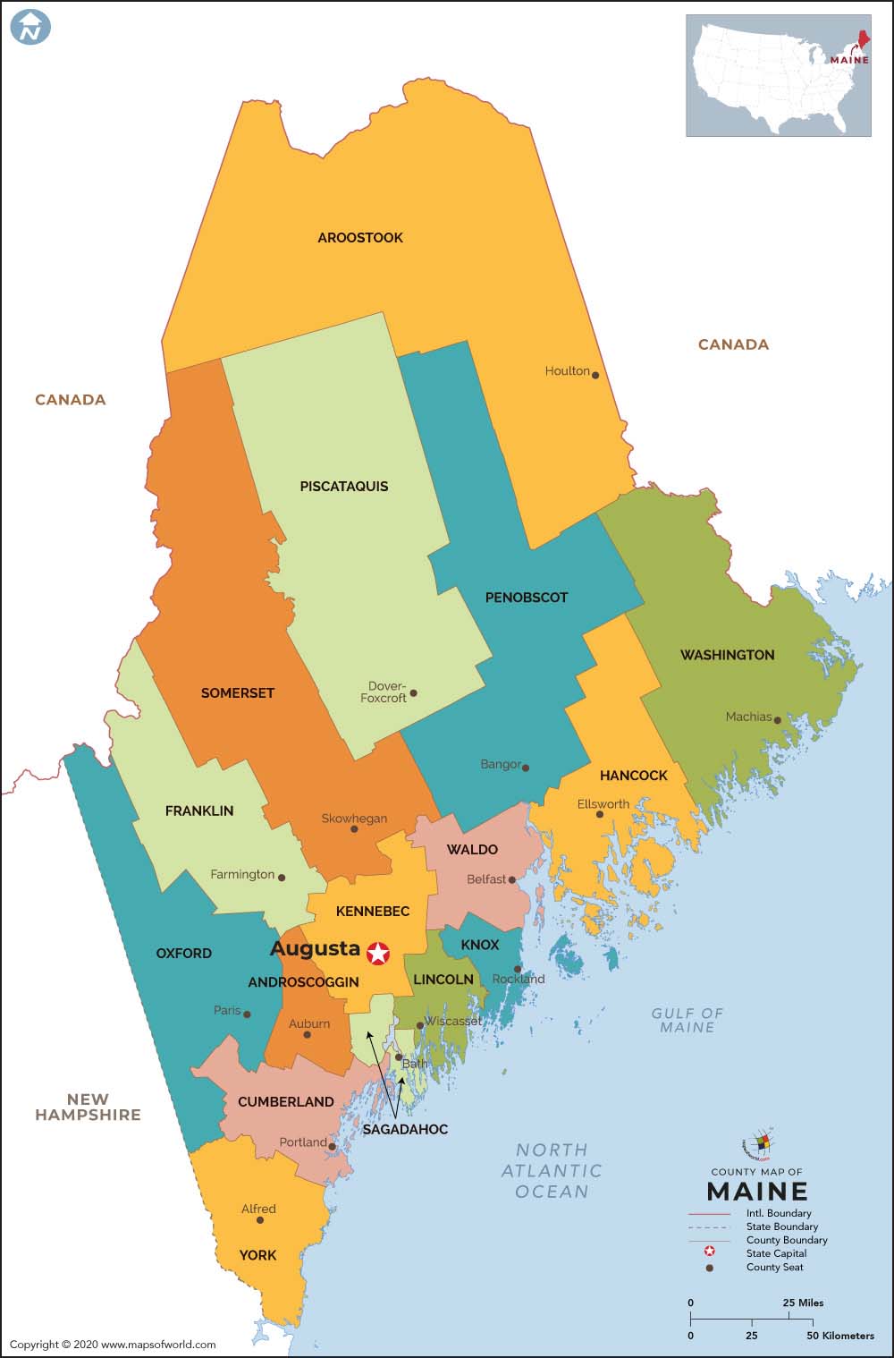 Maine County Map Maine Counties Maine County Map Maine Counties