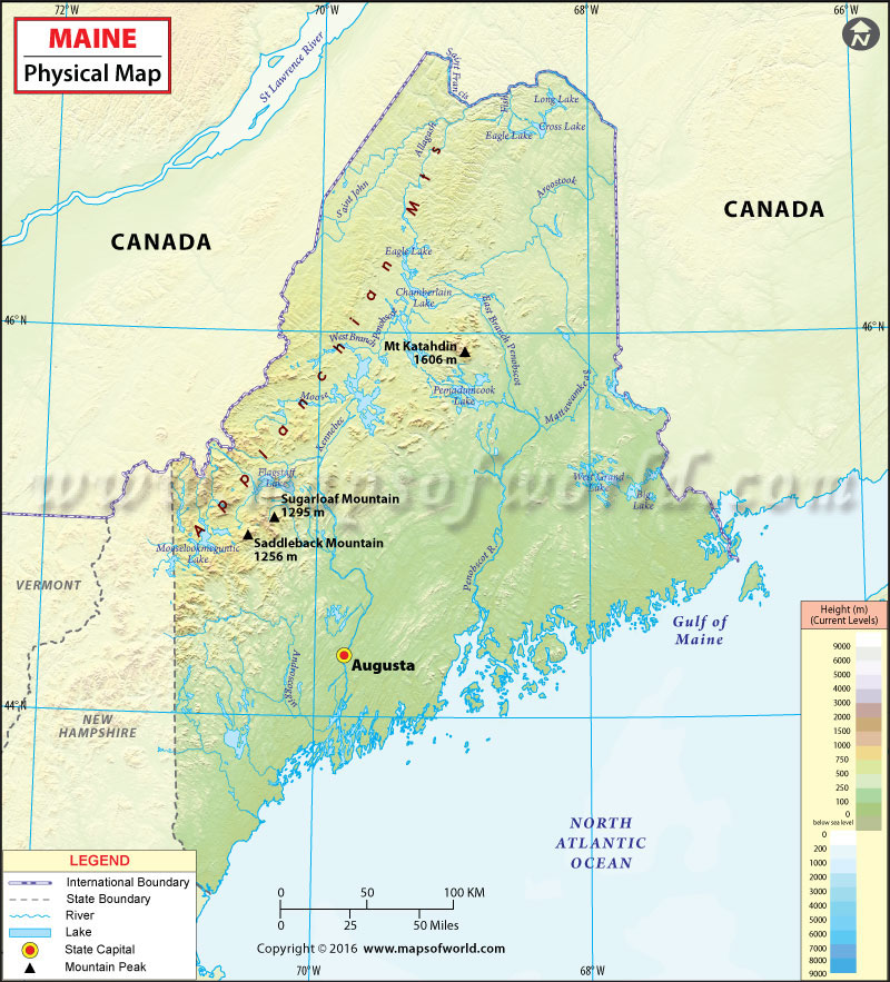 Maine Physical Wall Map By Maps Of World