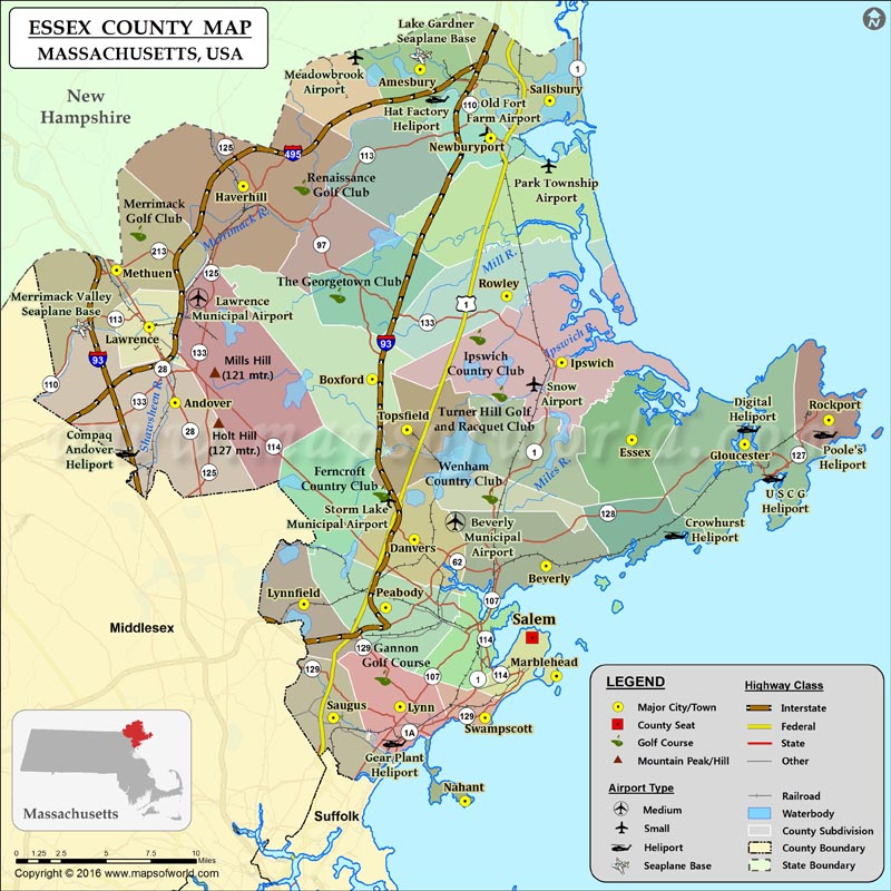 Essex County Map Massachusetts Essex County Map Massachusetts