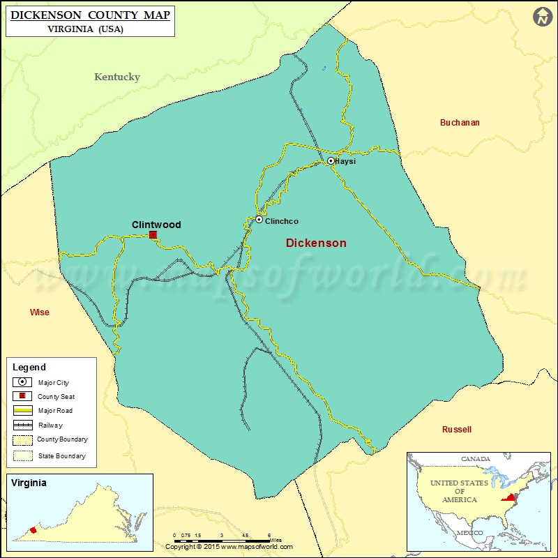 Dickenson County Map, Virginia