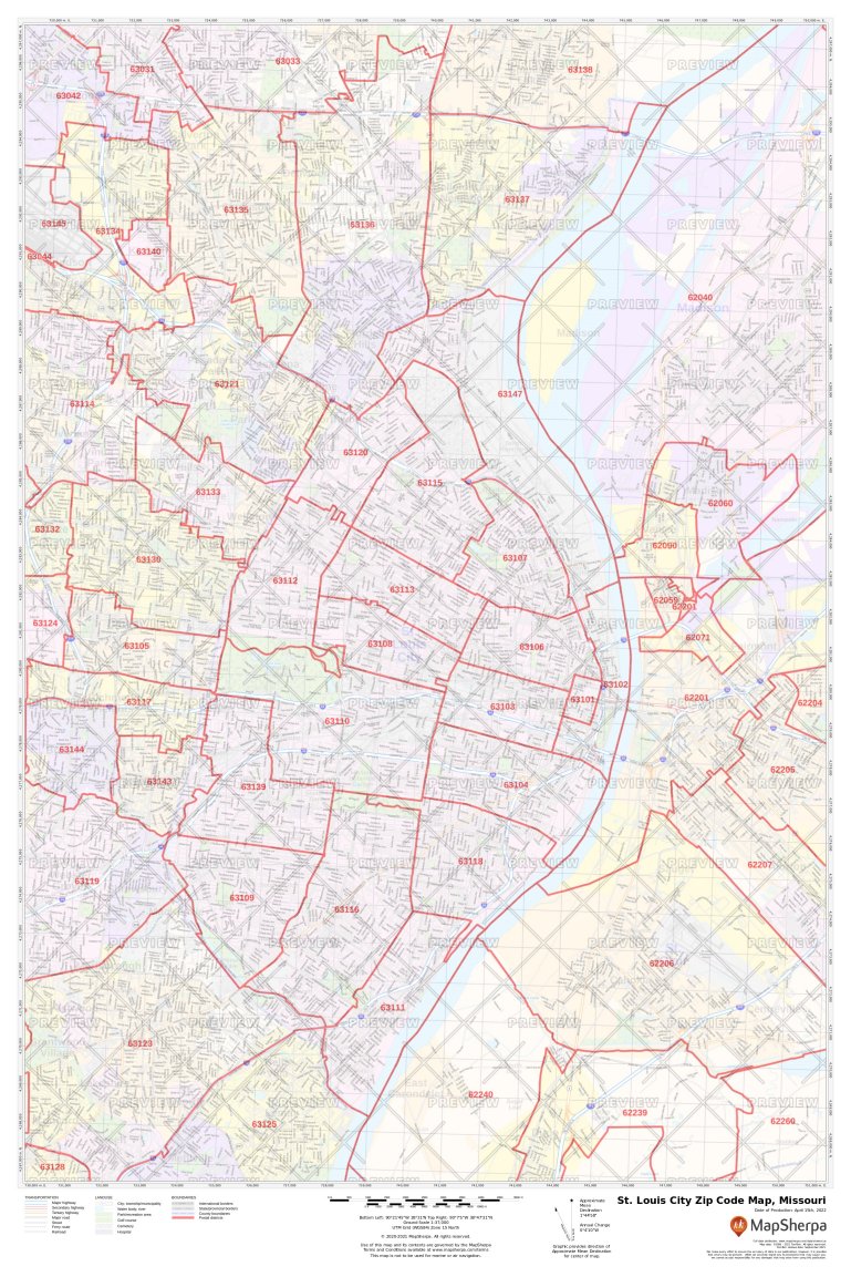 St Louis City Zip Code Map Missouri St Louis City County Zip Codes