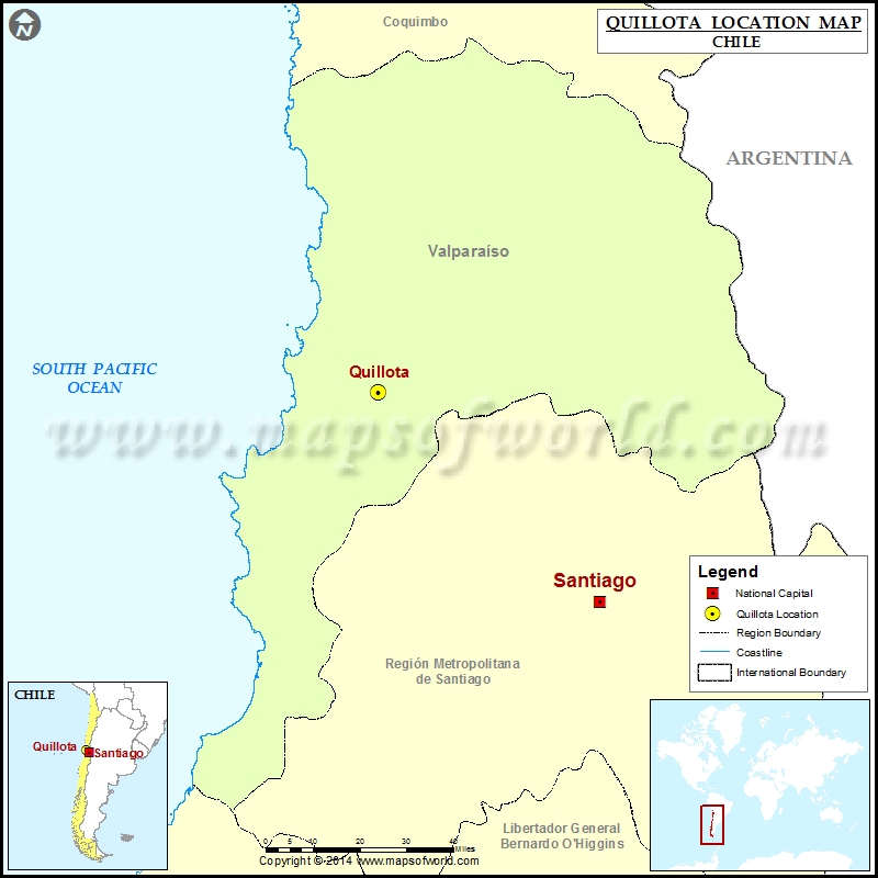 Where is Quillota| Location of Quillota in Chile Map