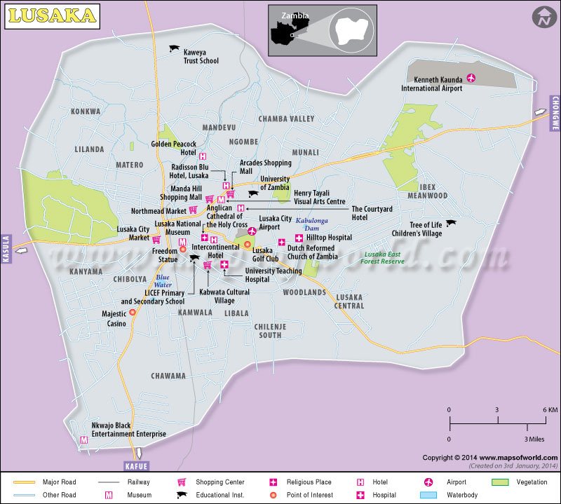 Lusaka Map Map Of Lusaka City Zambia Lusaka Map Map Of Lusaka City Zambia